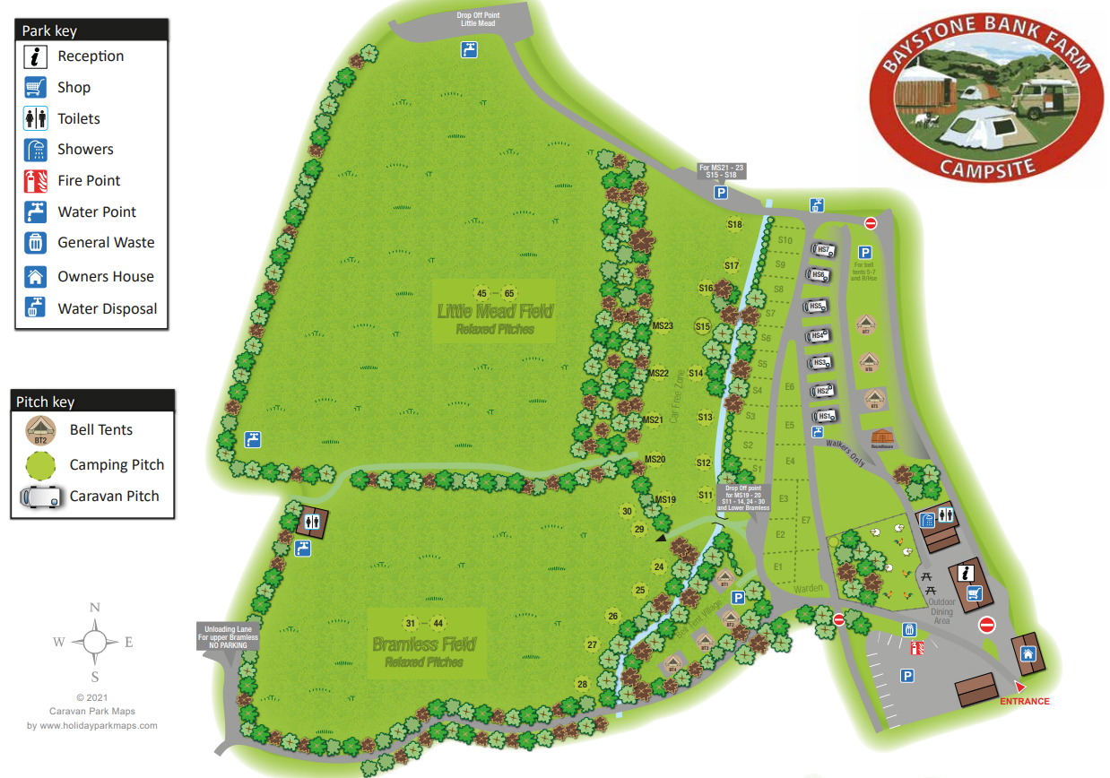 Site Map | Baystone Bank Farm Campsite